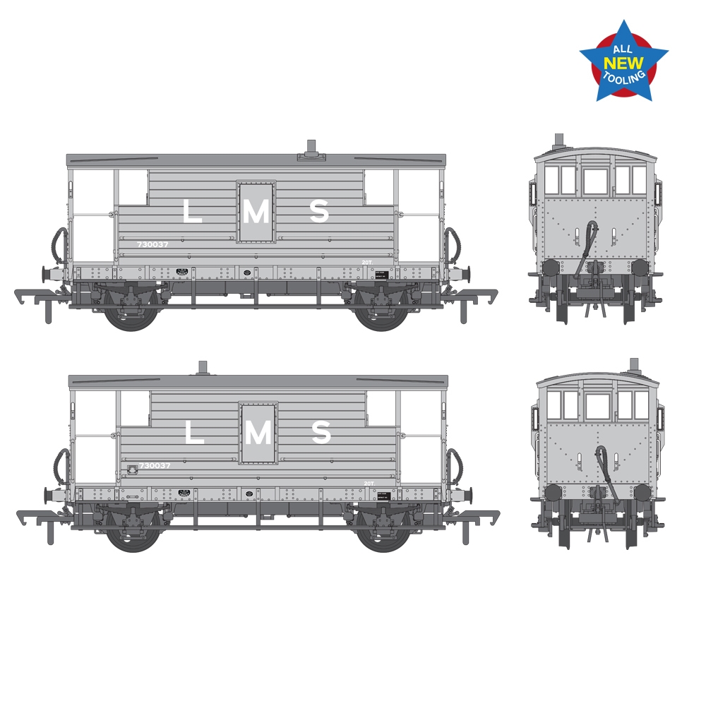 Bachmann Europe plc - LMS 20T Brake Van LMS (L M S) Grey
