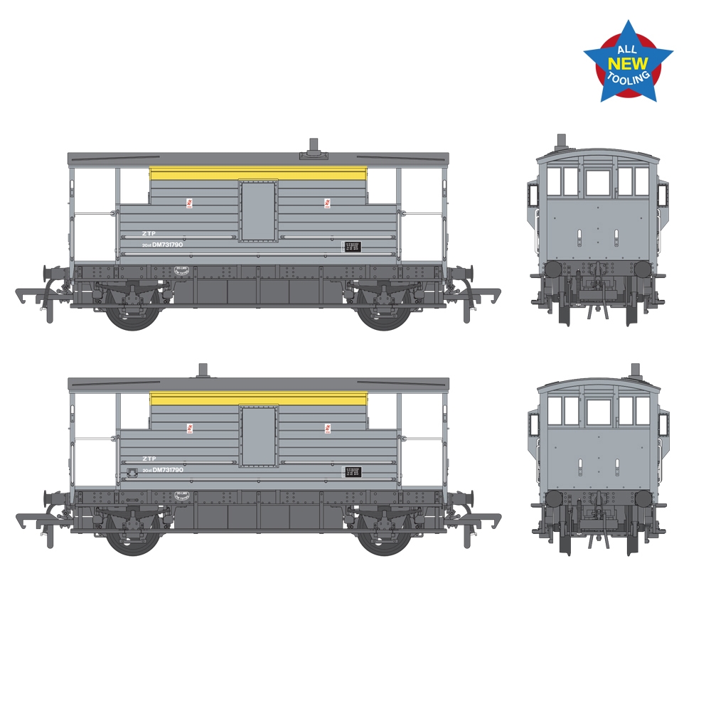 Bachmann Europe plc - LMS 20T Brake Van BR Engineers Grey & Yellow