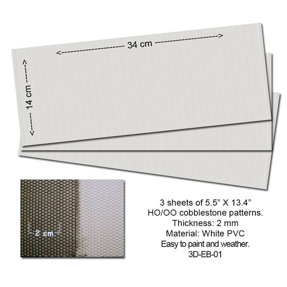Bachmann Europe plc - Embossed PVC Sheets (Cobblestone) 3 pcs