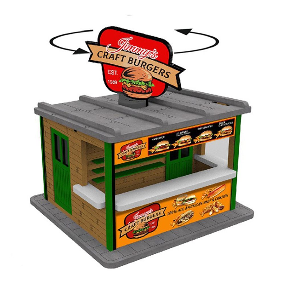 Bachmann Europe plc - O Scale Jimmy's Burger Booth w/Rotating Banner ...