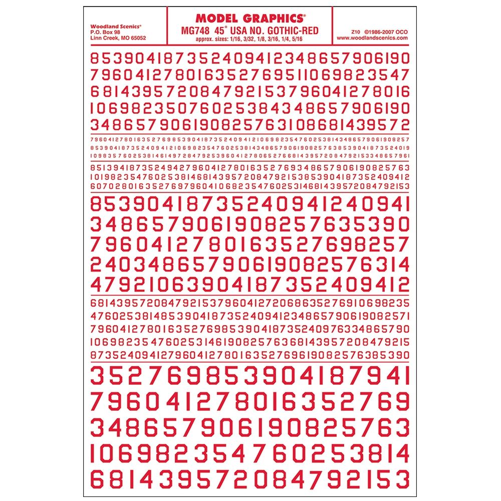 Bachmann Europe plc - 45° USA Gothic Numbers Red